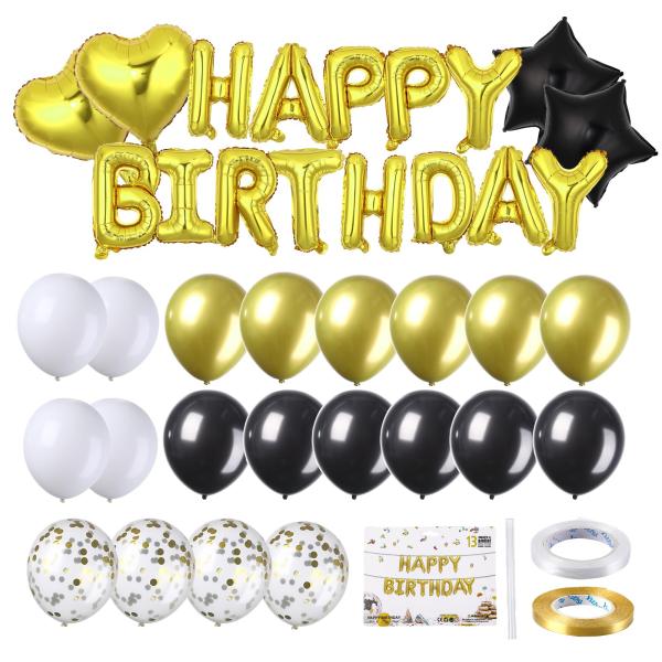 ・Happy Birthday Balloon: You will get 1pcs Happy Birthday foil balloon banner (13pcs), 6pcs gold balloons, 6pcs black ba...