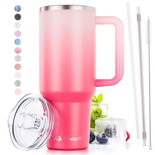 ・Premium Stainless Steel Construction: Crafted from 18/8 food grade stainless steel, this 40 oz tumbler with handle and ...
