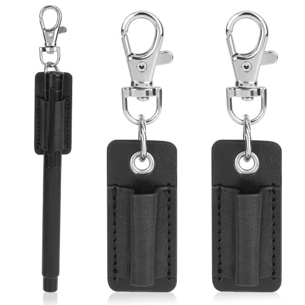 ・What you get: 2 black leather lanyard pen holder, pen holder for lanyard measuring approximately 1.9 x 0.7 inches・Solve...