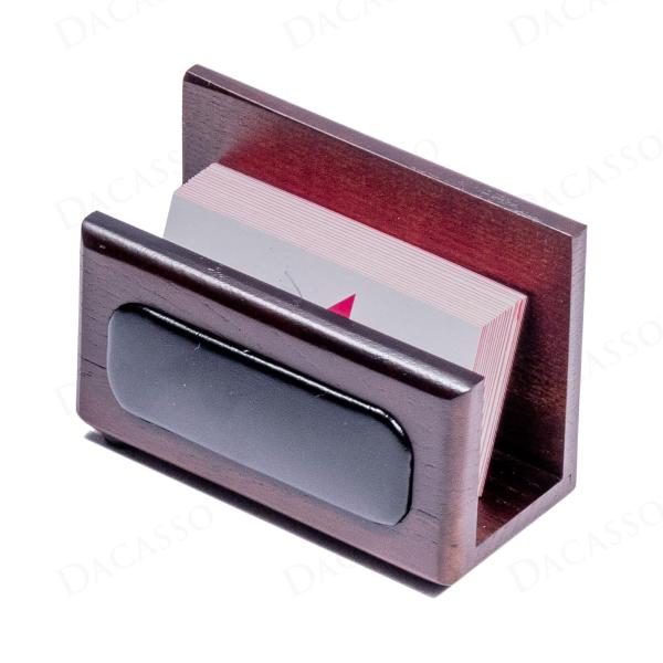 ・LUXURY ADDITION TO THE OFFICE SETTINGS: This walnut and black leather business card holder neatly and conveniently stor...