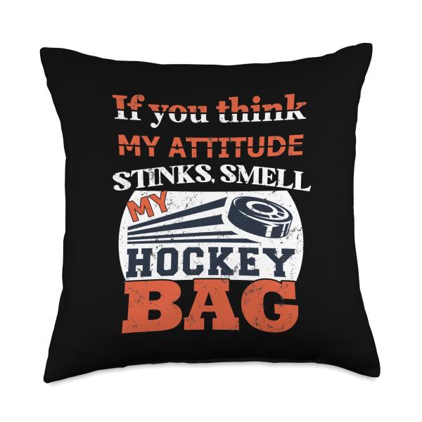 ・Funny Hockey design, If you think my attitude stinks, smell my hockey bag. Cheeky hockey quote, the hockey puck flies a...
