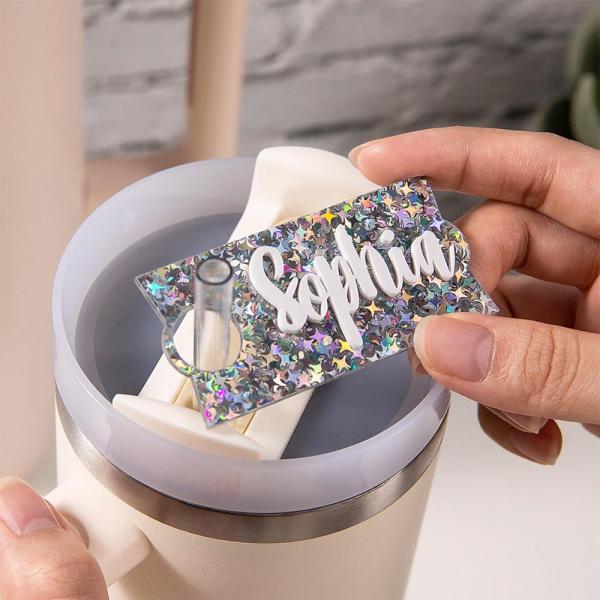 ・Custom Name Tag for Stanley Cup: You can choose from vibrant glitter name colors or background colors to suit your pers...