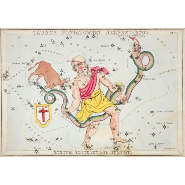 ・Title - Taurus Poniatowski Serpentarius Scutum Sobiesky and Serpens. Card Number 12 from Urania's Mirror or A View of t...
