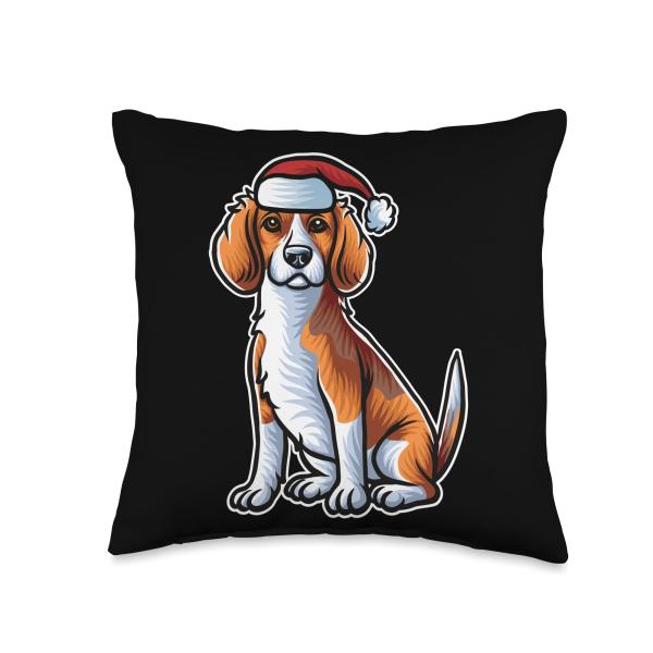 ・Beagle Santa Claus Hat Merry Christmas Dog X-Mas Dogs design shows a cute dog wearing a Santa Claus Hat in front of the...
