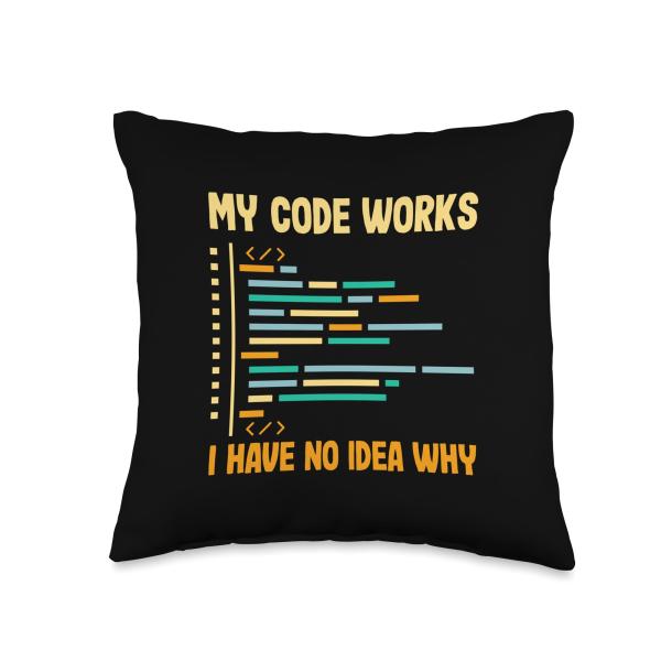 ・Looking for a cool web design outfit? Then this porgramming code graphic with the quote "My Code Works I Have No Idea W...
