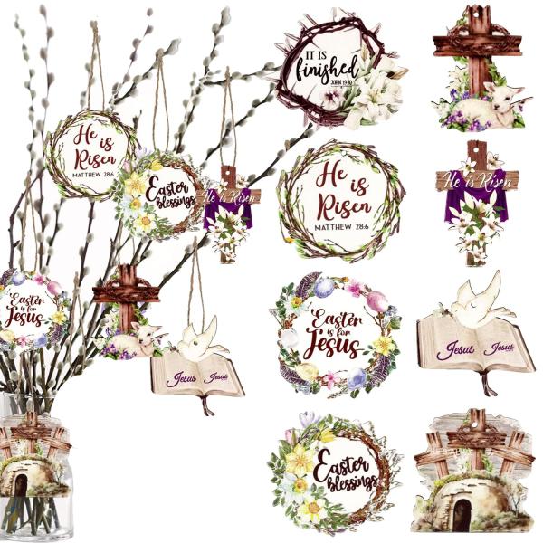 ・Reliable material: our He is Risen ornaments are made of wood with a smooth surface, and the ropes are made of jute, sa...