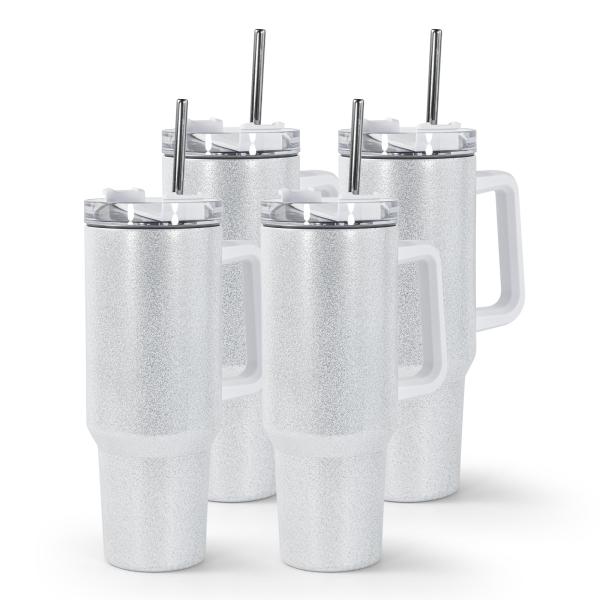 ・THE SET INCLUDES: 4 sets of sublimation tumblers with handle, stainless steel straws, straw brushes, splash-proof lid a...