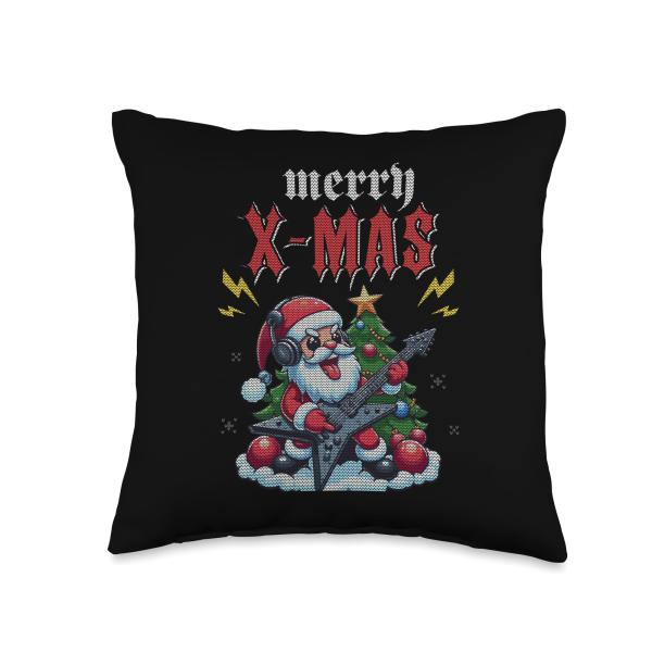 ・Heavy Metal Christmas Sleigher Hail Santa Claus Rock Music design shows a heavy metal rock music band of santa claus, e...