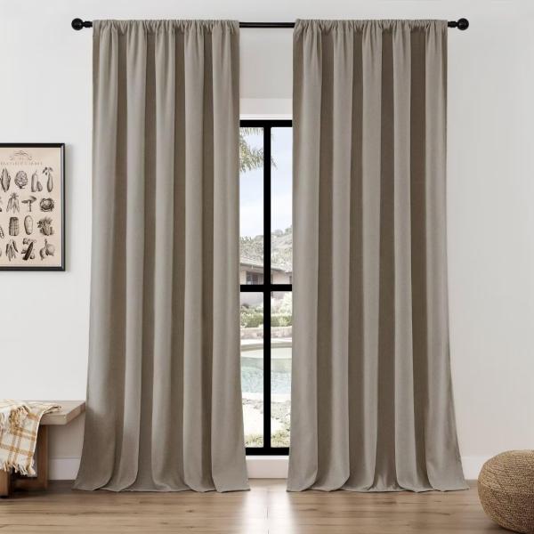 ・Linen-Blend Luxury Drapery: Expertly crafted with a 30% linen and 70% polyester composition, these curtains marry organ...