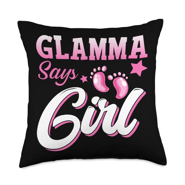 ・Glamma says girl matching family set party team apparel in pink or blue for gender reveal pregnancy announcement or bab...