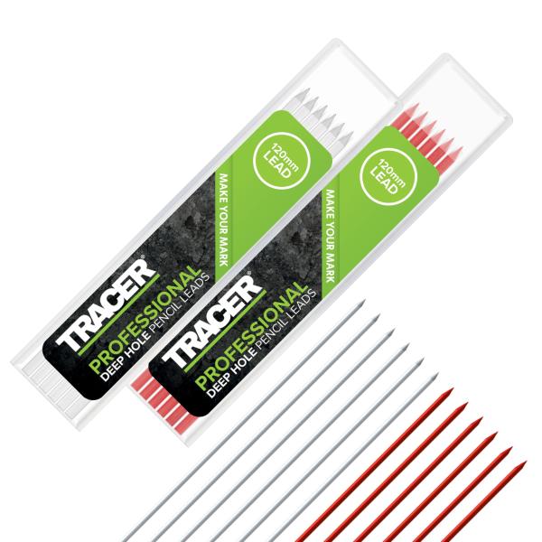 ・視認性の高いカラー交換用リードセット - TRACER ディープホールコンストラクションペンシル用の2.8mmの代替替え芯12本入り。・6 x ホワイトリード - 6 x ホワイトリードが含まれており、暗い表面にマーキングする際にグラファ...