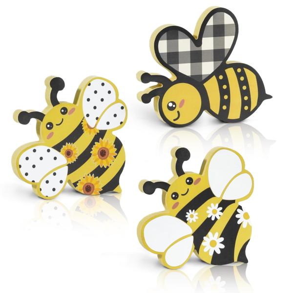 ・BEE DESKTOP DECORATION: The set contains 3 different shapes of bee desktop decorations, which are cute and elegant, sui...