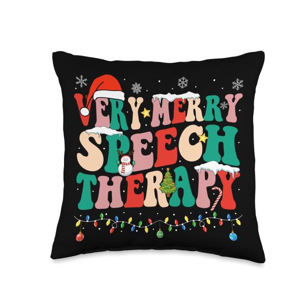 ・Very Merry Speech Therapy Christmas SLP design is the perfect Speech Therapist Christmas pajamas with Santa's hat and C...