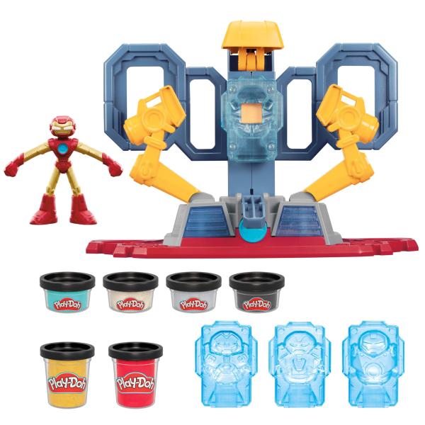 ・CHOOSE AND CREATE IRON MAN'S ARMOR: Help Iron Man prepare for battle! Choose 1 of 3 armor molds, snap it into the plays...
