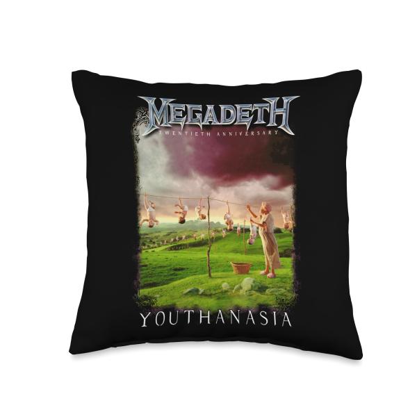 ・ヘビーメタルバンドMegadethのアルバム「Youthanasia」をモチーフにしたデザインの装飾クッション。メタル好きの方へのプレゼントに最適です。・素材: スパンポリエステル100%生地。両面プリントで裏表どちらも楽しめます。・中材...