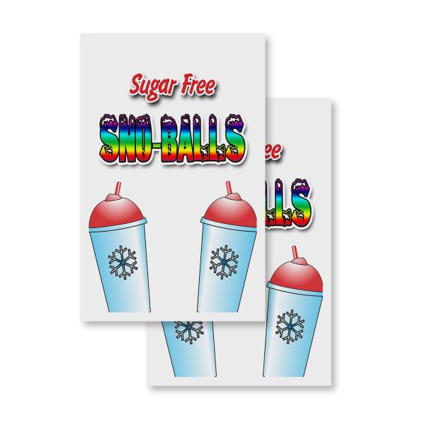 ・Sno-balls Sugar Free (2-PACK) 24" x 36" Vinyl Decals・EASY TO INSTALL: Great for storefronts, restaurants, retail stores...