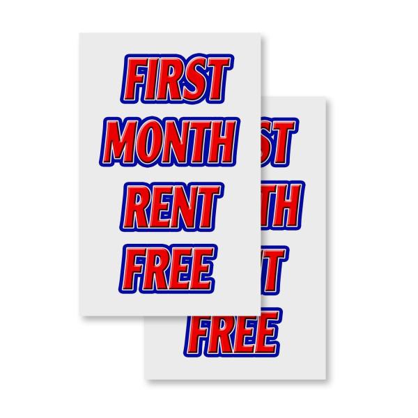 ・First Month Rent Free (2-PACK) 24" x 36" Vinyl Decals・EASY TO INSTALL: Great for storefronts, restaurants, retail store...