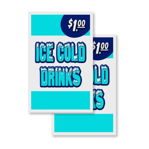 ・Ice Cold Drinks (2-PACK) 24" x 36" Vinyl Decals・EASY TO INSTALL: Great for storefronts, restaurants, retail stores. Can...