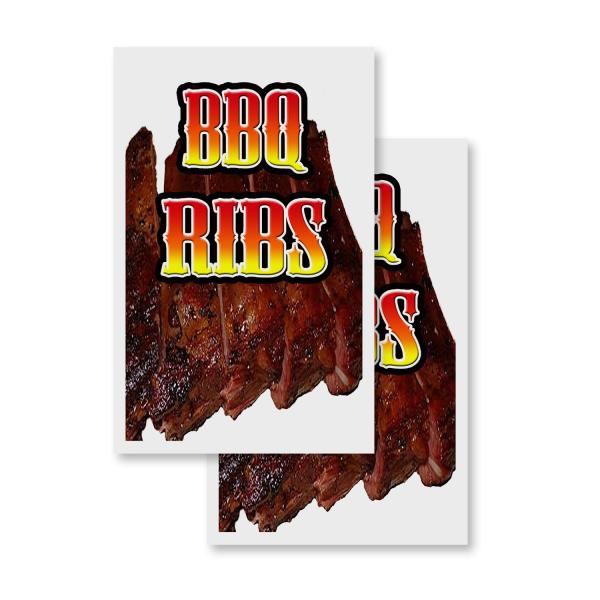 ・Bbq Ribs (2-PACK) 24" x 36" Vinyl Decals・EASY TO INSTALL: Great for storefronts, restaurants, retail stores. Can be app...