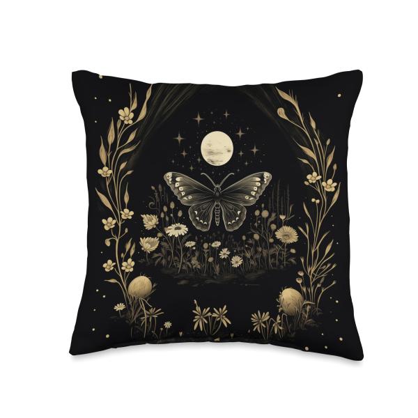 ・this cool vintage moth and butterfly botanical biology design with flowers and plants in a dark witchy occult gothic st...