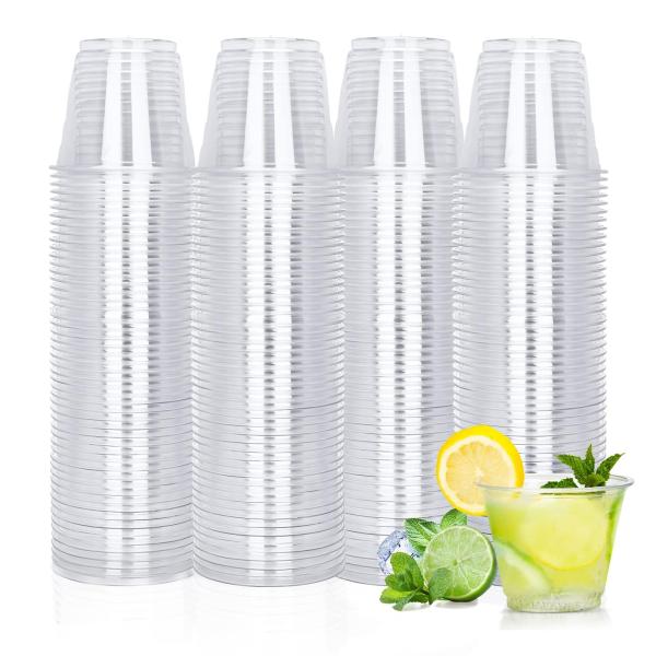 ・9 oz. Tashibox Clear Plastic Cups 200-Pack - Perfect for Iced Coffee, Smoothies, Bubble Tea, Milkshakes, Frozen Cocktai...