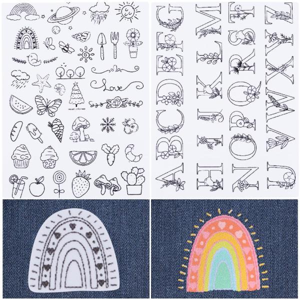 ・66Pcs Embroidery Transfer Paper: 2 Sheets A4 embroidery paper, 11.8 x 8.35in(30 x 21.2cm), about 66pcs patterns in tota...