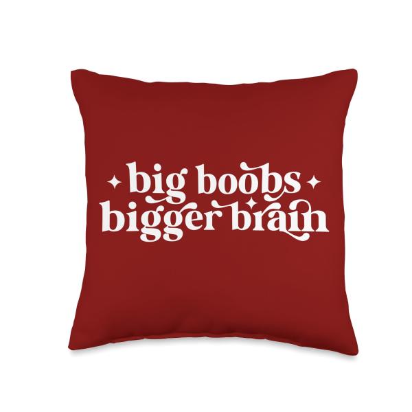・Cute, funny BIG BOOBS BIGGER BRAIN whimsical retro style design in white. Great adult humor girlfriend gift for that bu...