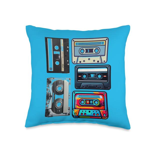・This design showcases a vibrant collection of retro cassette tapes, each with a unique and eye-catching color scheme an...