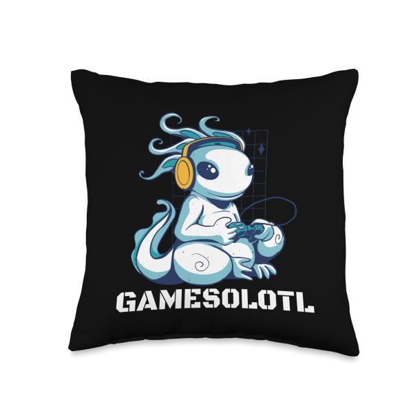 ・Funny animal themed graphic design featuring an axolotl with a video game controller and headphones gaming and the quot...