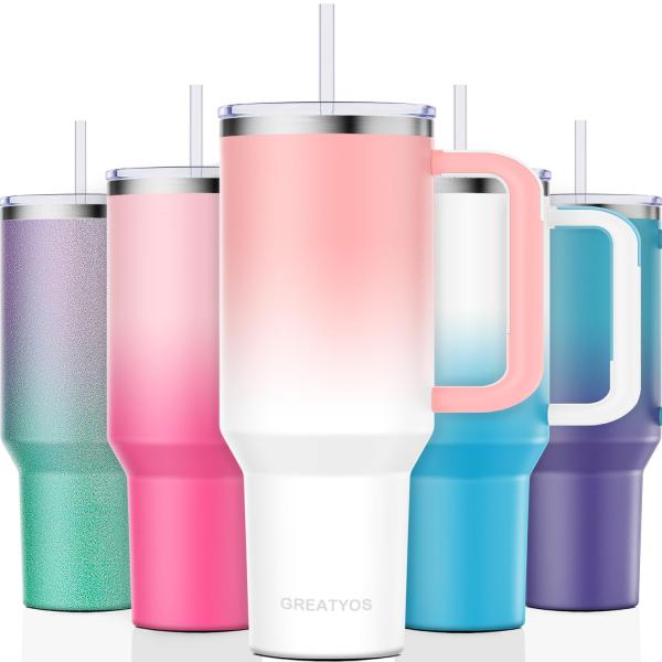 ・STAY HYDRATED ALL DAY - Power you through your longest days with this large tumbler with lid and straw that holds 40 oz...