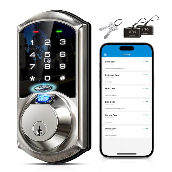 ・7-in-1 Keyless Entry Smart Door Lock: Unlock your smart deadbolt in 7 ways - fingerprint, app, key fob, PIN code, eKey,...
