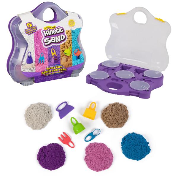 ・3種類、5色のキネティックサンド:形、型、フロー。3色のネオンサンド(パープル、ブルー、ホワイト)、きらめくピンク色の砂、ビーチサンド。5つのツールで究極のキネティックサンド体験。・5つのキネティックサンドツールで砂を強化:特殊ツールを使...