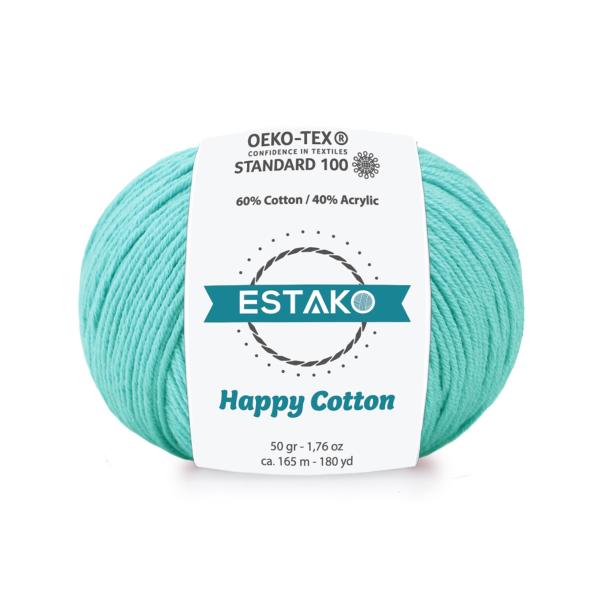 ・Estako Happy Cotton, 60% Cotton 40% Acrylic Yarn, Soft, Fine / Sport (2) for Crochet and Knitting 1.76 Oz (50g) / 180 Y...