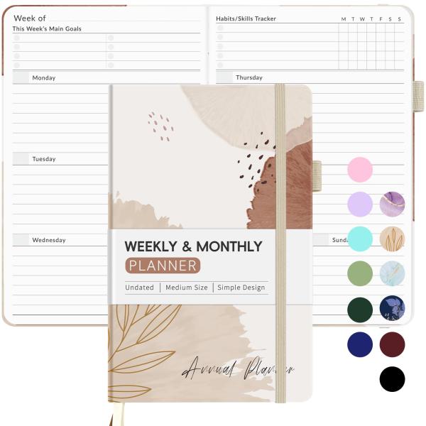 ・Undated Planner with Simple Layout: Come with 12 months of monthly and weekly pages, providing a fresh start for an ent...