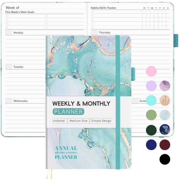 ・Undated Planner with Simple Layout: Come with 12 months of monthly and weekly pages, providing a fresh start for an ent...