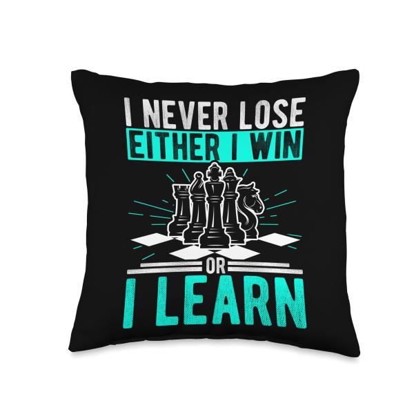 ・I NEVER LOSE EITHER I WIN OR I LEARN Chess Player Motivational. Inspirational chess graphic for lovers of the game and ...
