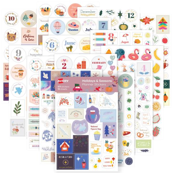 ・Includes 15 sheets of seasonal planner stickers on a variety of premium clear, metallic, and white sticker sheets total...