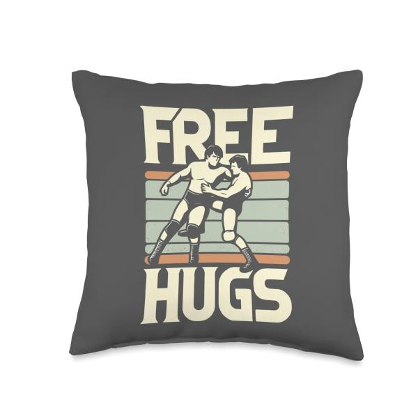 ・Retro Wrestling Ring Match Vintage Style Free Hugs Wrestlers Quote for sport wrestling fans and a classic wrestling tea...