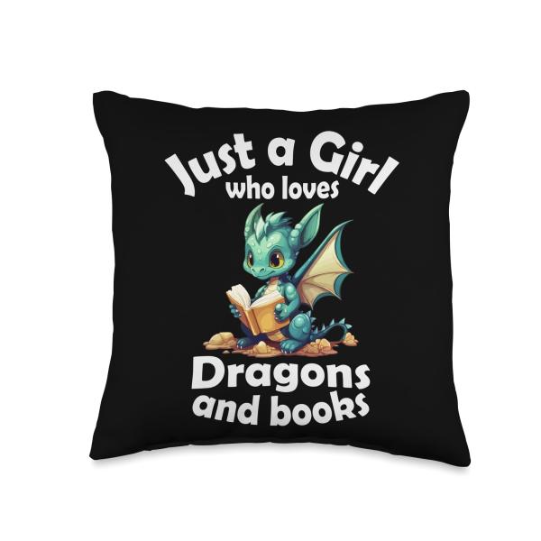 ・Dragon saying Just a girl who loves dragons and books. A fantasy dragon with book, for bookworms and dragon girls or dr...