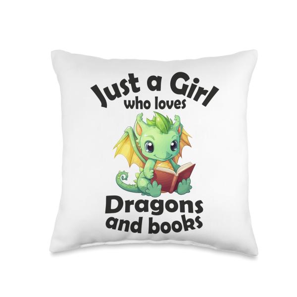 ・Dragon saying Just a girl who loves dragons and books. A fantasy dragon with book, for bookworms and dragon girls or dr...