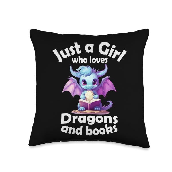 ・Dragon saying Just a girl who loves dragons and books. A fantasy dragon with book, for bookworms and dragon girls or dr...