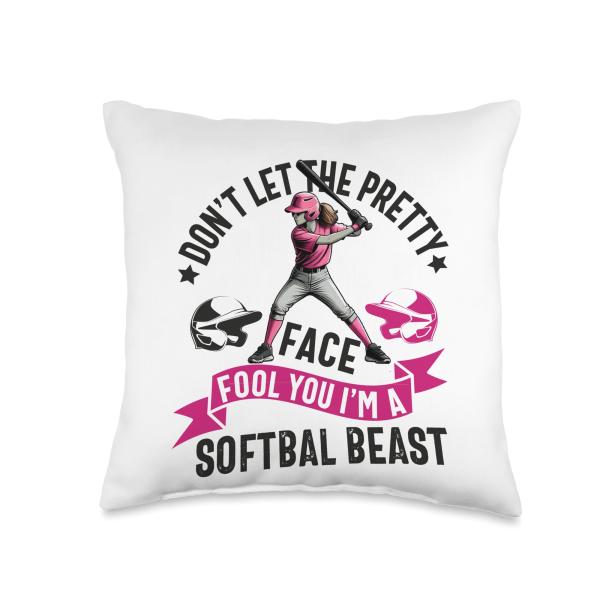 ・don't let the pretty face fool you i'm a softball beast Girl daughter women, niece who loves playing softball and is in...