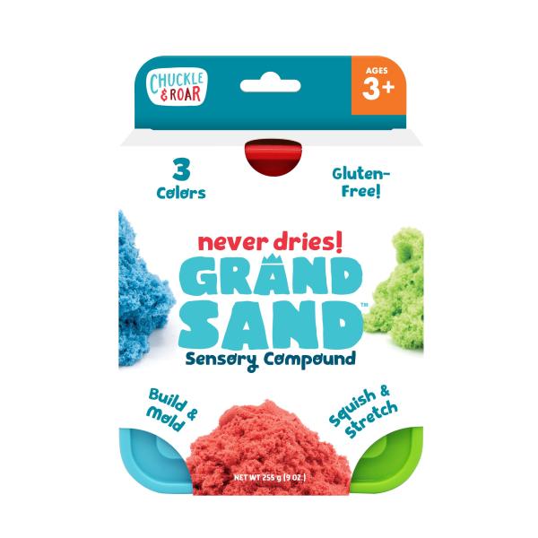 ・対象年齢3歳以上。・Grand Sandは驚くほど柔らかく、夢のように滑らかで、満足のいくスクイーズで乾くことはありません。・どんな表面にも跡が残りません。・グルテンフリー。・異なる色のグランドサンド3パック入り。