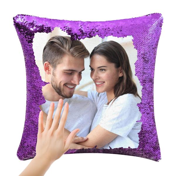 ・?Sequin + Suede fabric Material: Personalized pillow package included photo pillow cover and throw pillow insert. Custo...
