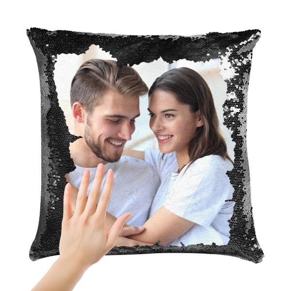 ・?Sequin + Suede fabric Material: Personalized pillow package included photo pillow cover and throw pillow insert. Custo...