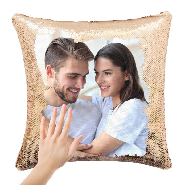 ・?Sequin + Suede fabric Material: Personalized pillow package included photo pillow cover and throw pillow insert. Custo...