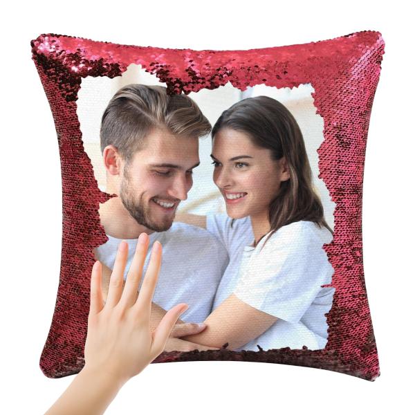 ・?Sequin + Suede fabric Material: Personalized pillow package included photo pillow cover and throw pillow insert. Custo...