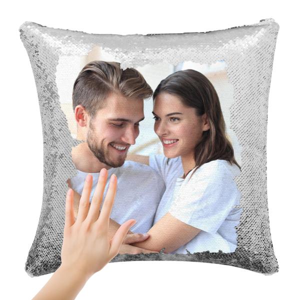・?Sequin + Suede fabric Material: Personalized pillow package included photo pillow cover and throw pillow insert. Custo...