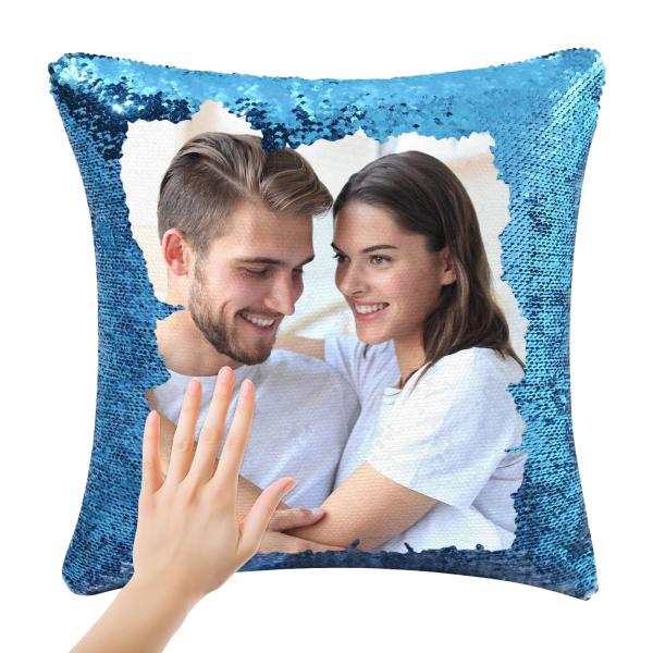 ・?Sequin + Suede fabric Material: Personalized pillow package included photo pillow cover and throw pillow insert. Custo...