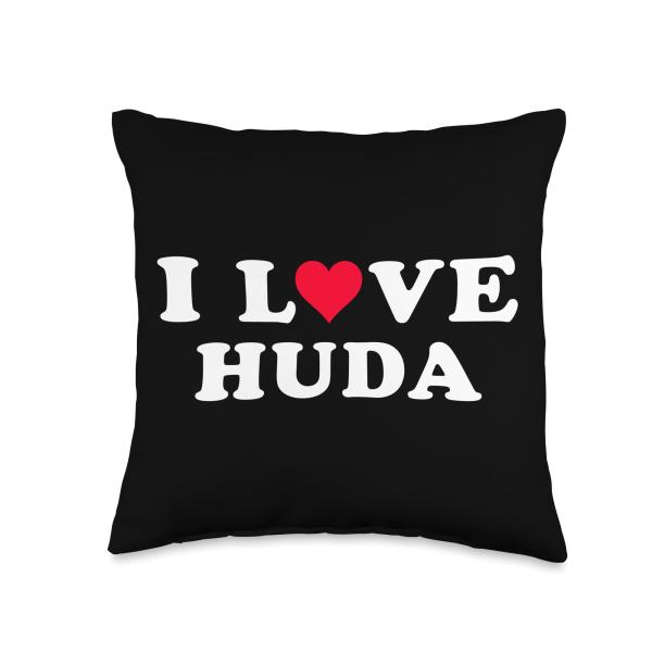 ・Perfect Matching Valentine's Day I Love Huda Girlfriend ＆ Boyfriend Huda Name Design For Women Men Kids To Wear In Vale...